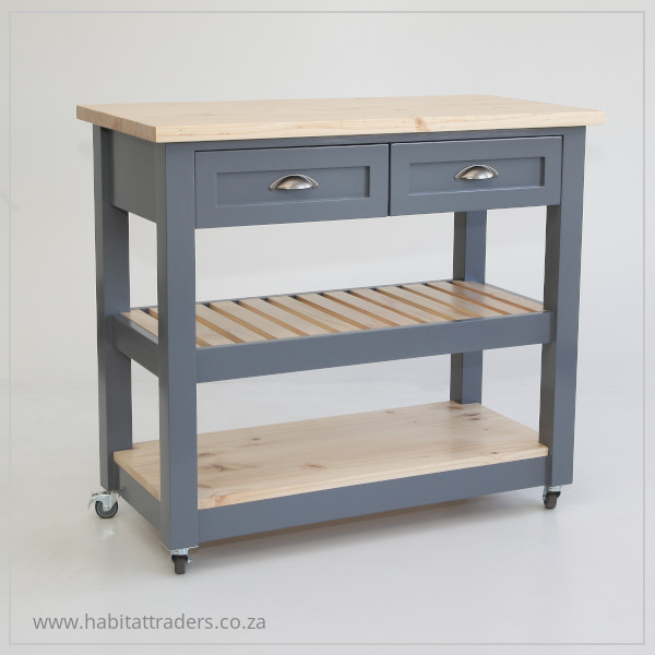 Victoria Kitchen Island / Trolley - GREY & Wood - Habitat Traders
