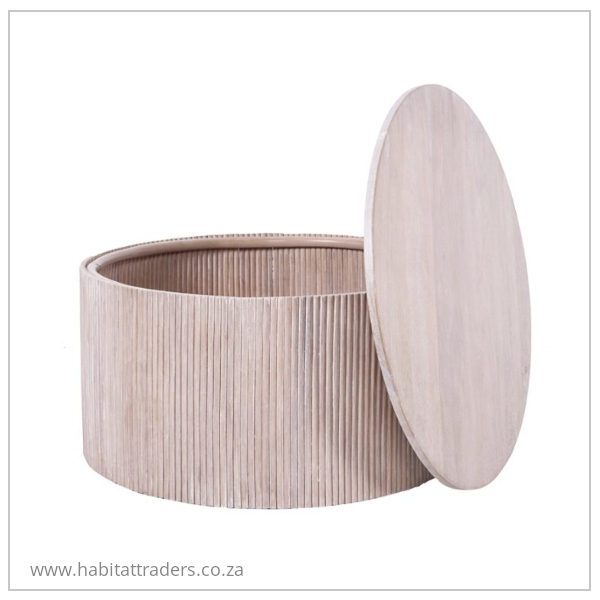 Flores Round Coffee Table - Ribbed Natural - Habitat Traders