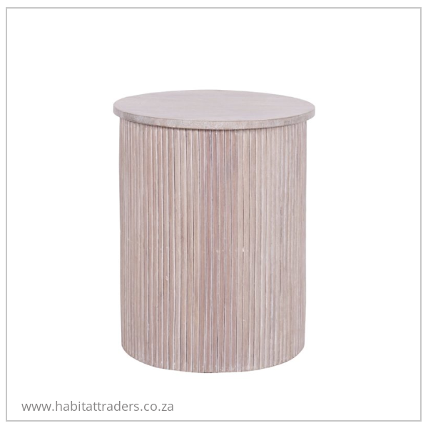 Flores Round Side / Lamp Table - Ribbed Natural - Habitat Traders